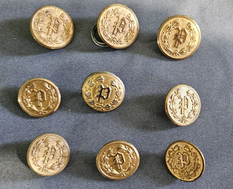 9 Police Uniform Brass Buttons 8 Flat & 1 Dome Superior Quality Made in ...