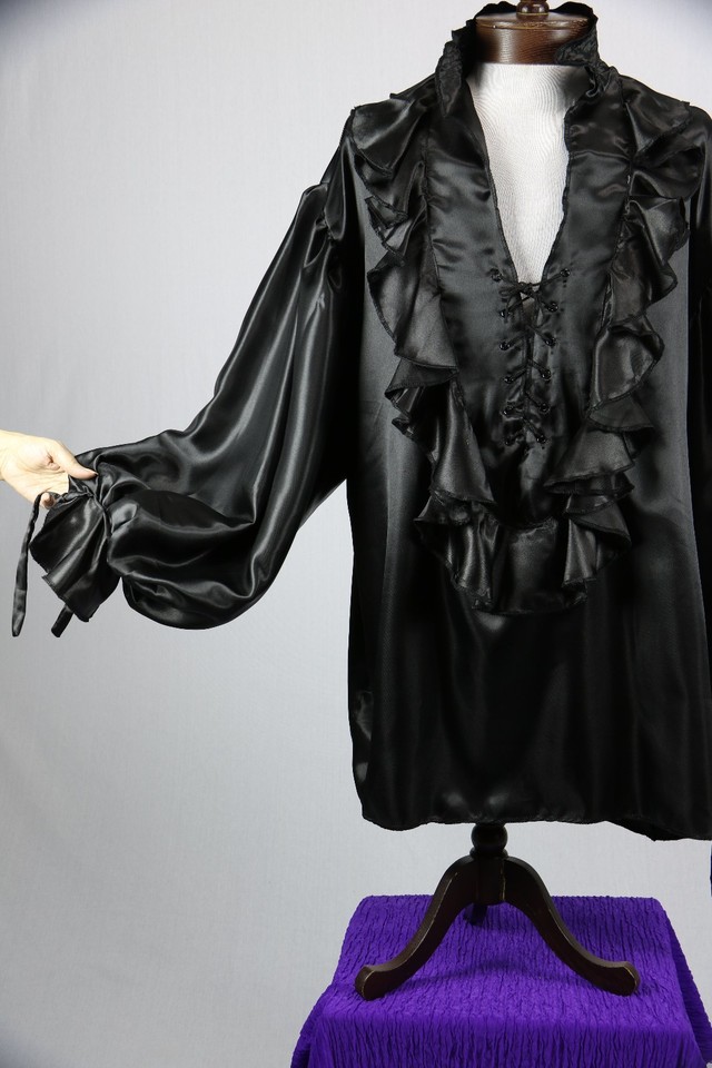 Pirate Shirt Poly Satin Ruffled Front With Lacing Men's Fancy Costume ...
