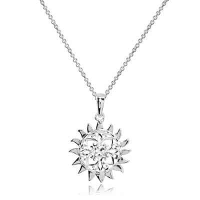 Sun Celestial Filigree Polished Sterling Silver Pendant Necklace | eBay