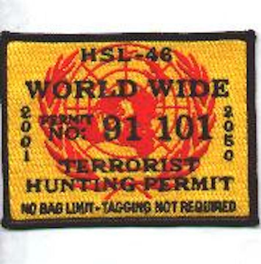4" USN NAVY HSL-46 SQUADRON TERRORIST HUNTING PERMIT EMBROIDERED JACKET ...