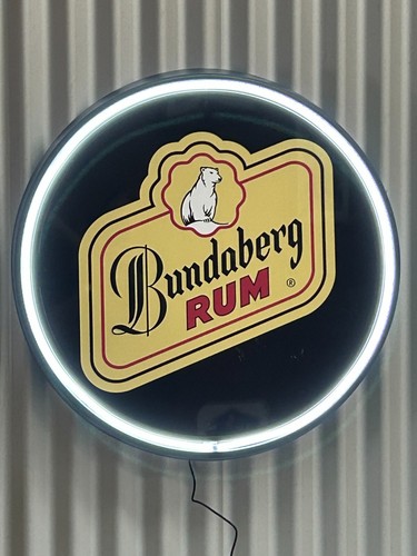 BUNDABERG RUM BUNDY RARE 700MM DIAMETER NEON SIGN PERFECT BAR MANCAVE ...