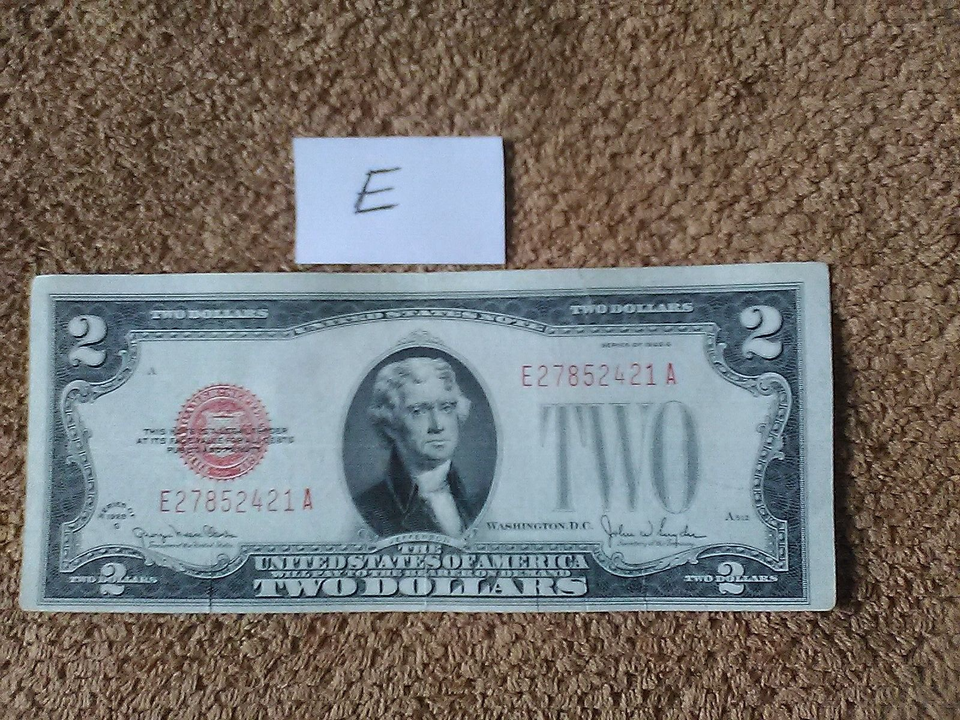 1928 SERIES D G $2 TWO DOLLAR BANKNOTES, CRISP, VERY NICE, XF/XF+, RED ...