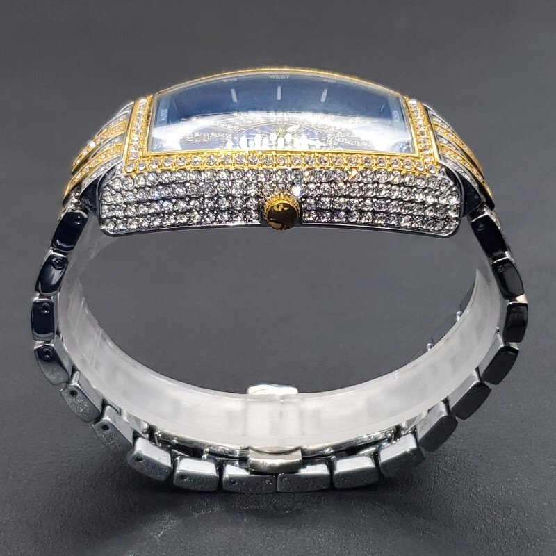 Men's Ice Out Watch Quartz Waterproof Stainless Steel Luxury Diamond ...