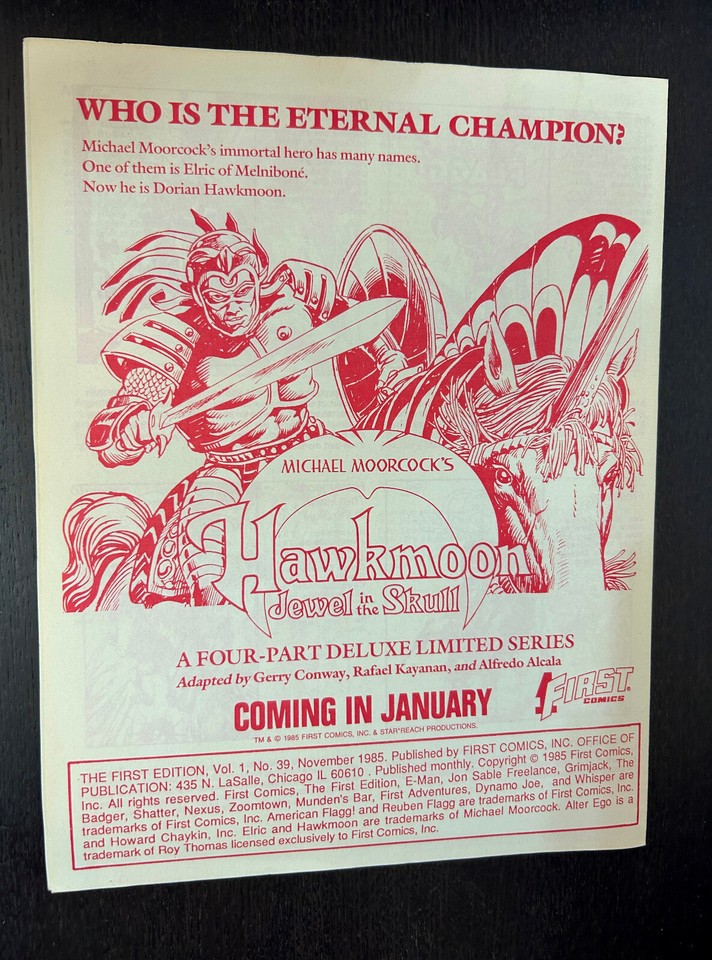 FIRST EDITION NEWSLETTER #39 (First Comics 1985) -- Dynamo Joe -- VF ...