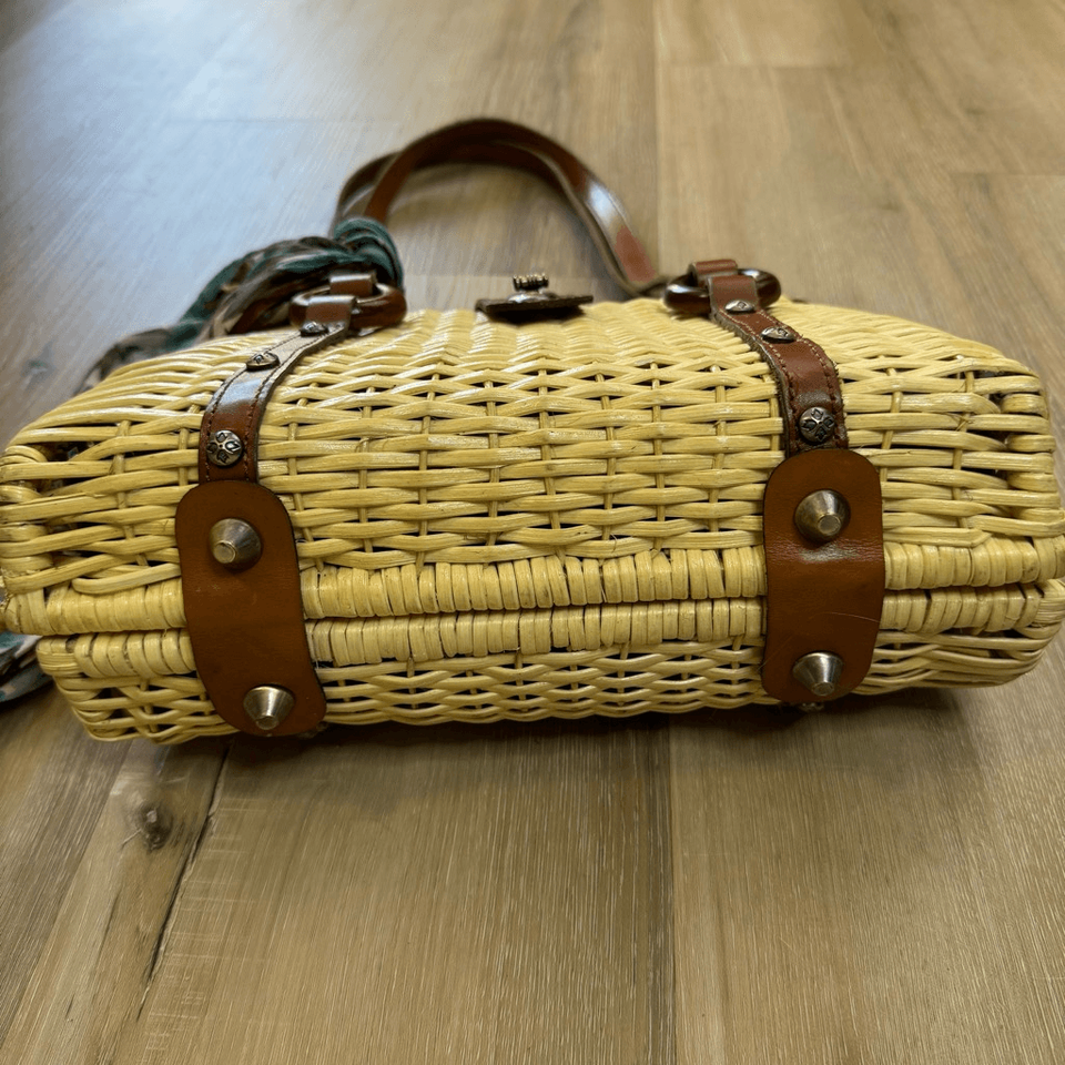 Patricia Nash Marcianise Satchel SPRING WICKER Collection Handbag Purse ...