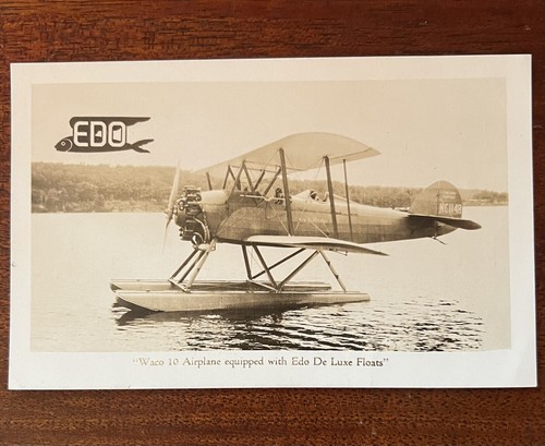 VTG 1920s Photo Trade Card Waco 10 Seaplane Conversion EDO Floats Early ...