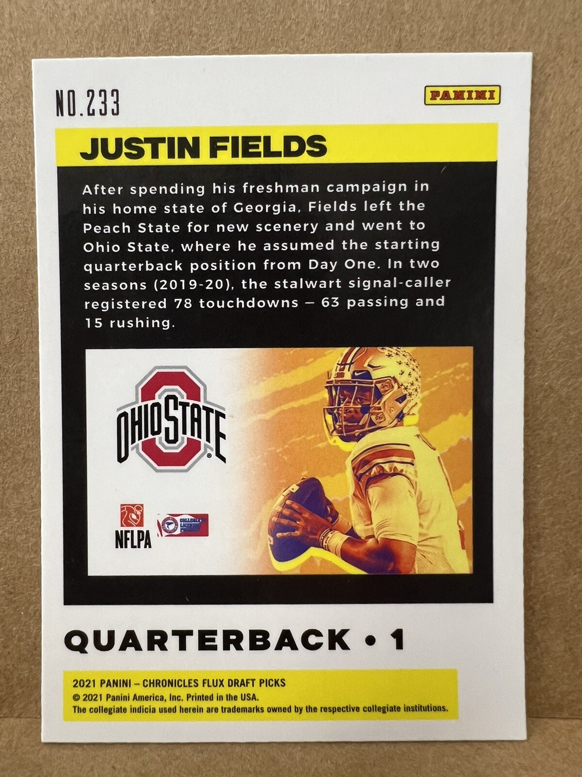 2021 Panini Chronicles Draft Picks - Flux #233 Justin Fields (RC) for ...
