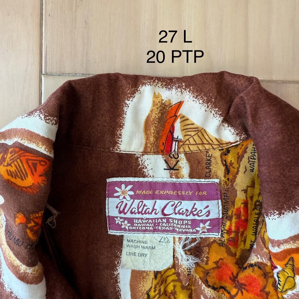 Vintage Waltah Clarkes Hawaiian Shirt M Multicolor 60s Loop Collar ...
