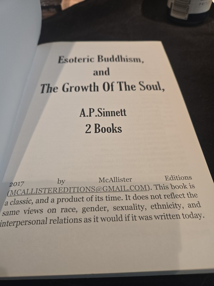 ESOTERIC BUDDHISM, & THE GROWTH OF THE SOUL A.P. SINNETT | eBay