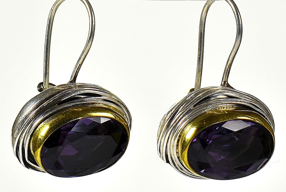 Earrings 925 silver finish, treated amethyst fine jewelry (GYE-20043) | eBay