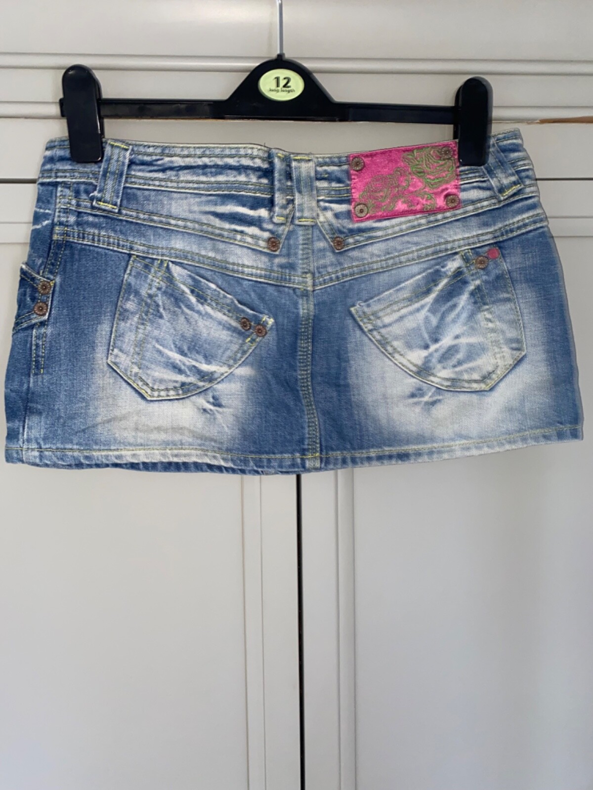 River Island 90s Y2K 00s Vintage Micro Mini Blue Deni… - Gem