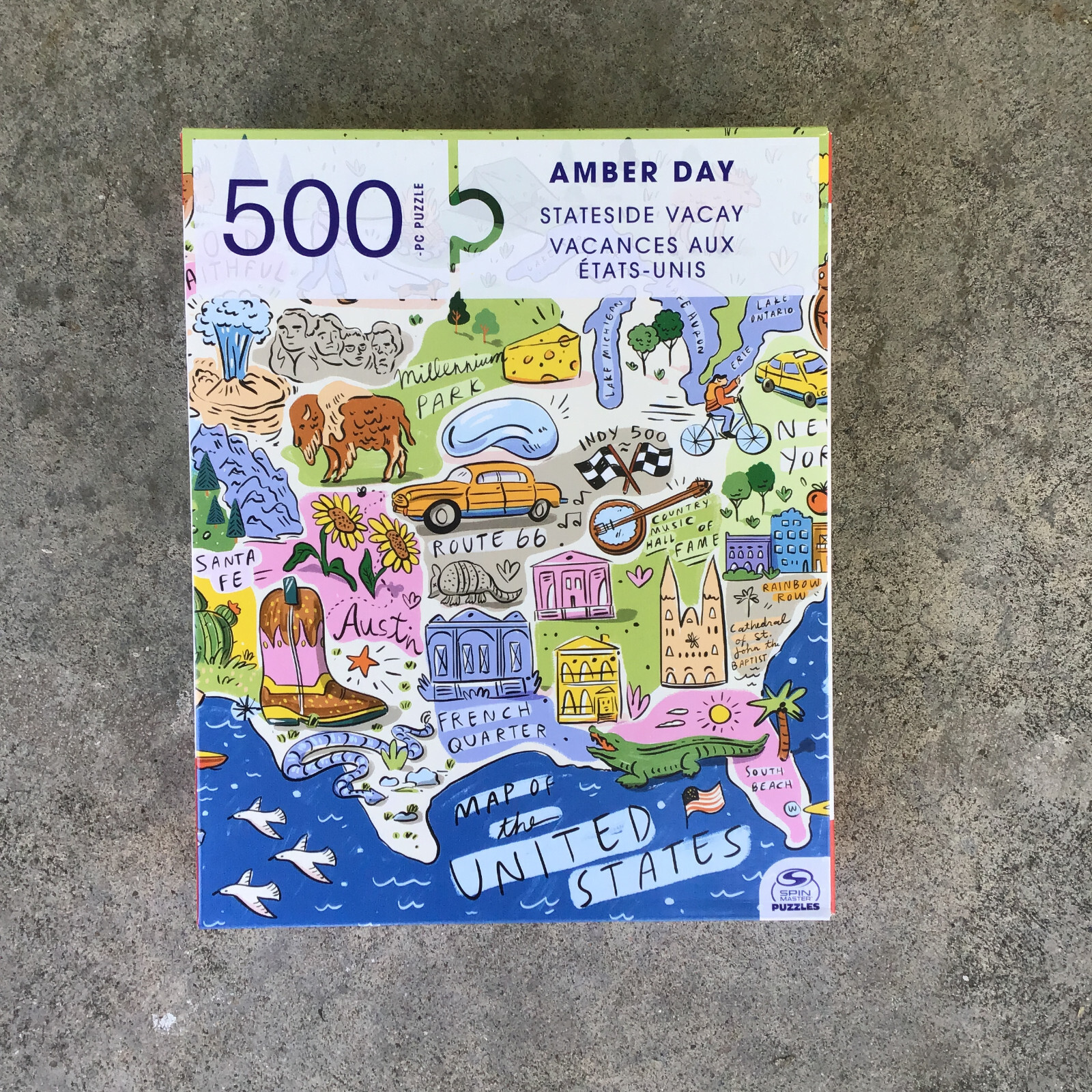 Spin Master Amber Day Stateside Vacay 500 Pieces Puzzle Map of the USA ...