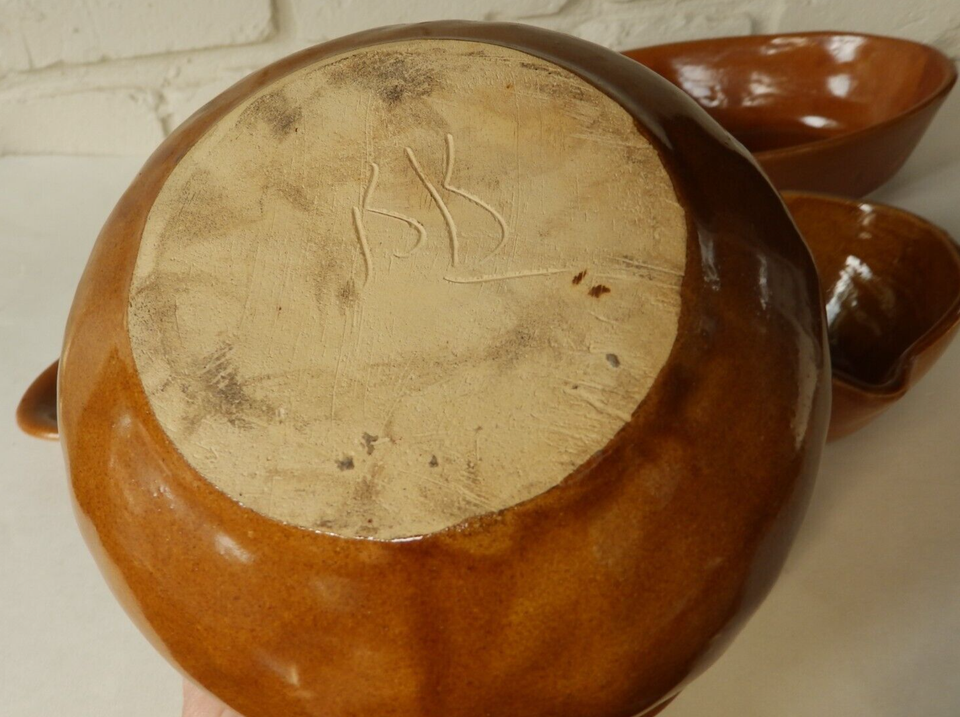 LOT Vintage Older Bybee Pottery Kentucky Autumn Brown Gravy Bowl Plate ...