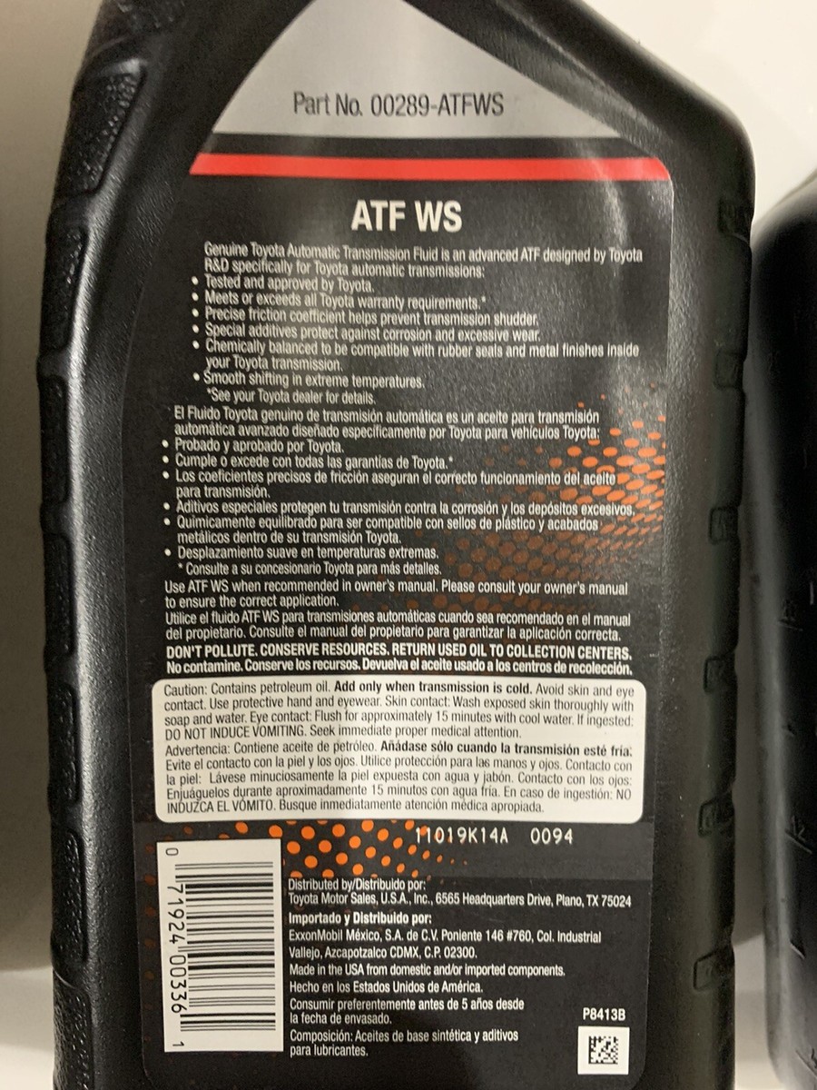 Atf 4 Transmission Fluid 8 Quarts Genuine Toyota ATF WS Automatic ...