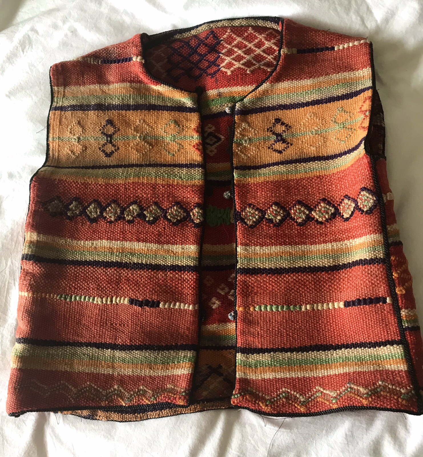 Antique handwoven wool women’s vest size small - Gem