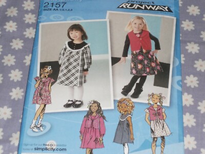 SIMPLICITY 2157 TODDLERS GIRLS DRESS OR JUMPER & VEST PATTERN-UNCUT-1/2 ...