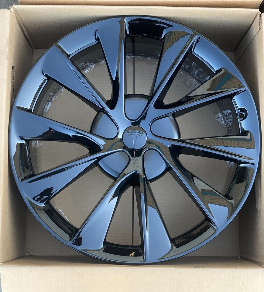 21" TESLA MODEL S GLOSS BLACK TWIN TURBINE P100D 100D WHEELS RIMS ...