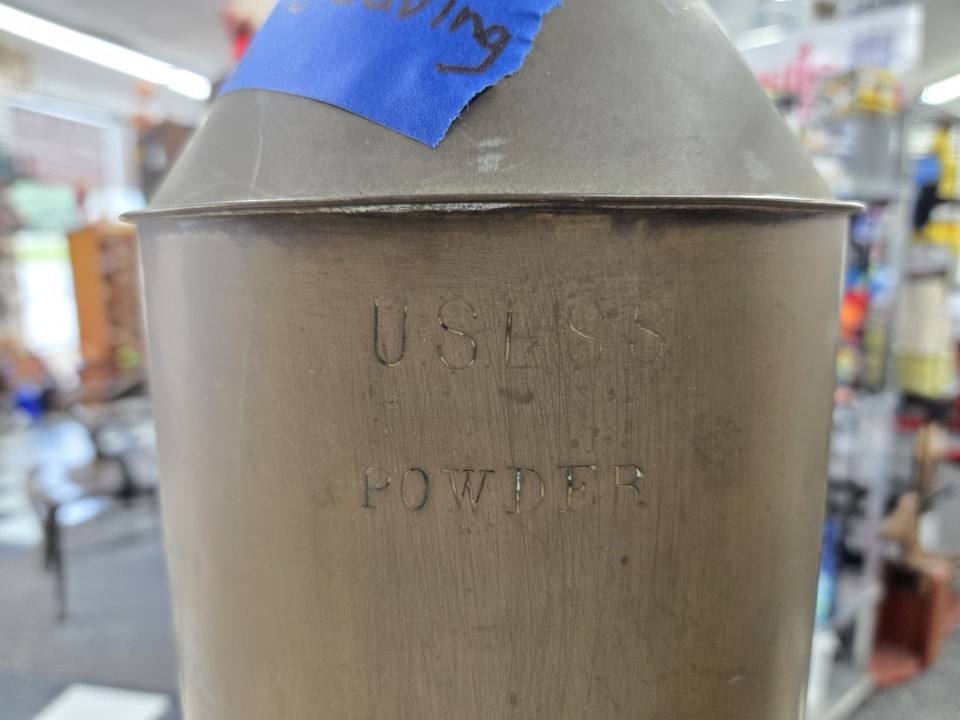 Antique Solid Brass Powder Can Stamped USLSS (US Life Saving Service ...