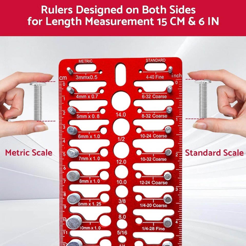 55 Nut & Bolt Thread Checker Standard Metric Gauge Tool w/ 19 Drill ...