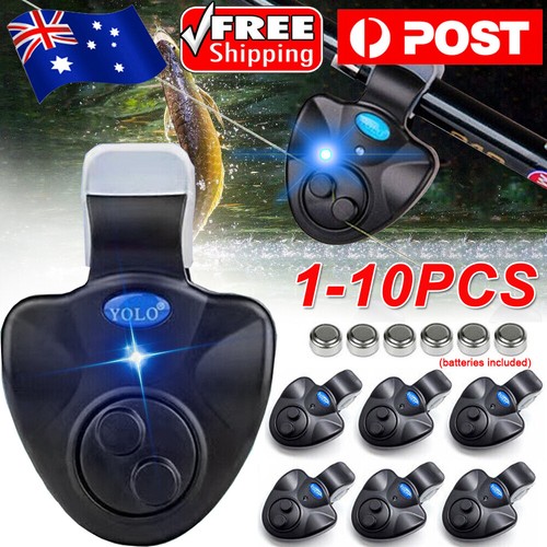 1-10X Electronic Fish Bite Sound Alarm LED Light Alert Bell Clip-On ...