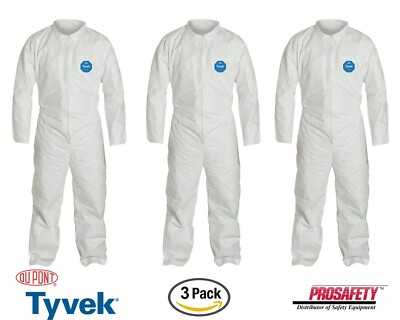 3- TYVEK Disposable Coveralls Protective Cleaning Spraying Painting ...