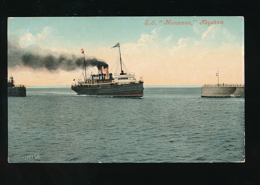 Shipping IOM Isle of Man Steam Packet Co SS MANXMAN at Heysham c1900 ...
