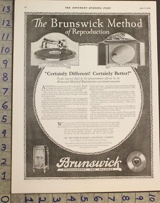 1920 BRUNSWICK PHONOGRAPH RECORD MUSIC ULTONA AMPLIFIER COLLENDER AD ...