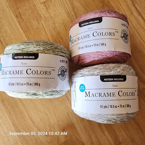 Loops & Threads Macrame Limited Edition Colors Yarn 82yd 10.5oz 3 Cakes ...
