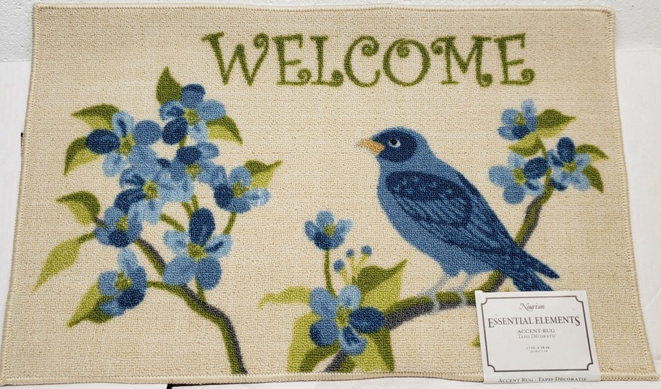 KITCHEN ACCENT RUG (nonskid back)(17"x28") BIRD ON THE TREE,WELCOME ON ...