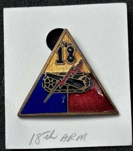 US Army Crest 18th ARMORED DIVISION Pin Back WWII WW2 | eBay