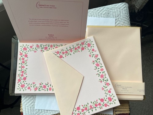 Crane & Co 25 Notecards & Envelopes 5 3/4 X 7 PE9110 Kid Finish 100% ...