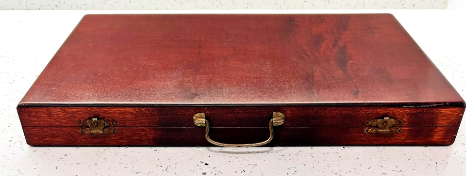Vintage Backgammon Board Handcrafted Walnut Locking Case Game Dises ...