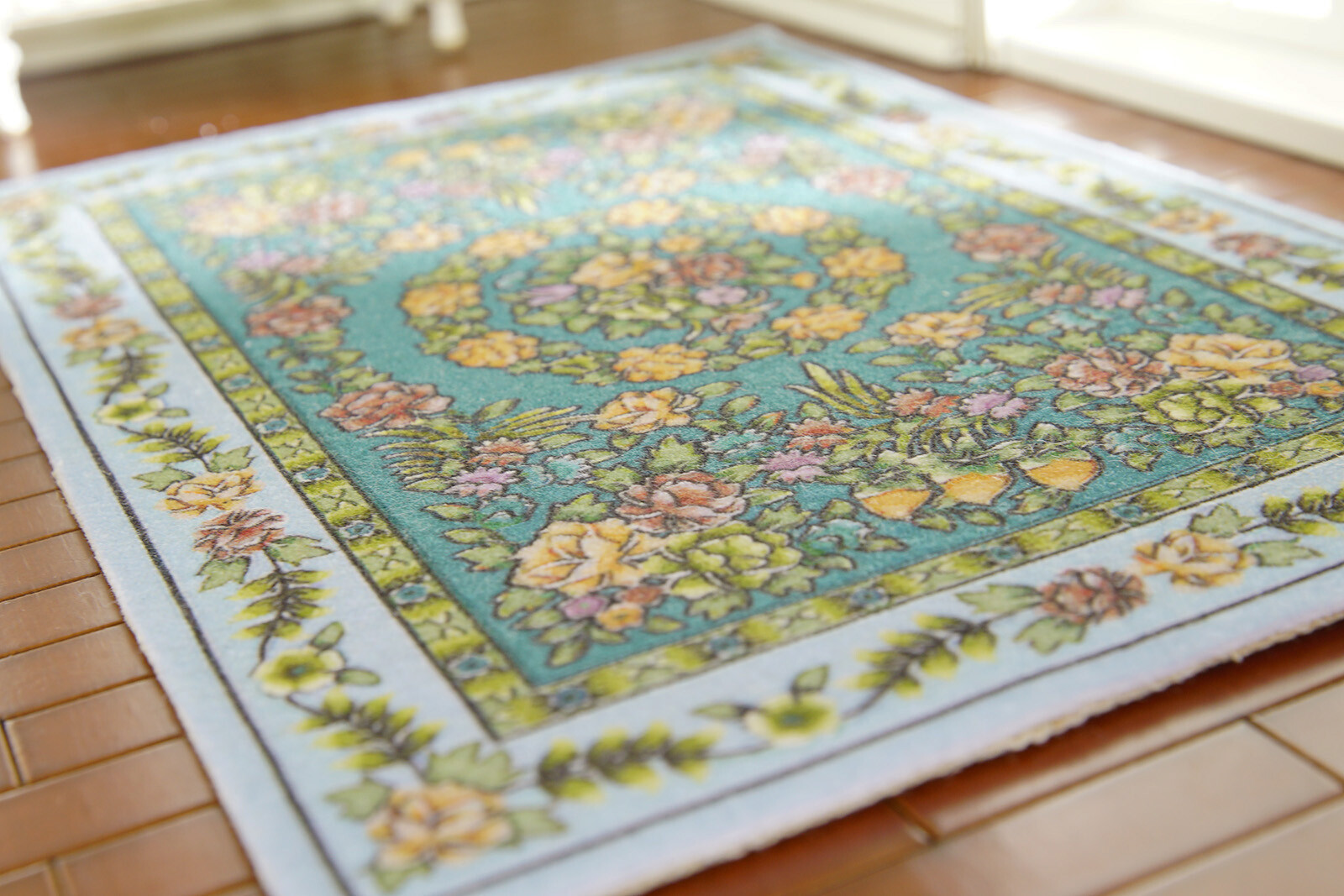 Beautiful French Style Full Floral Small Flowers Rug for 1/12 Dollhouse ...