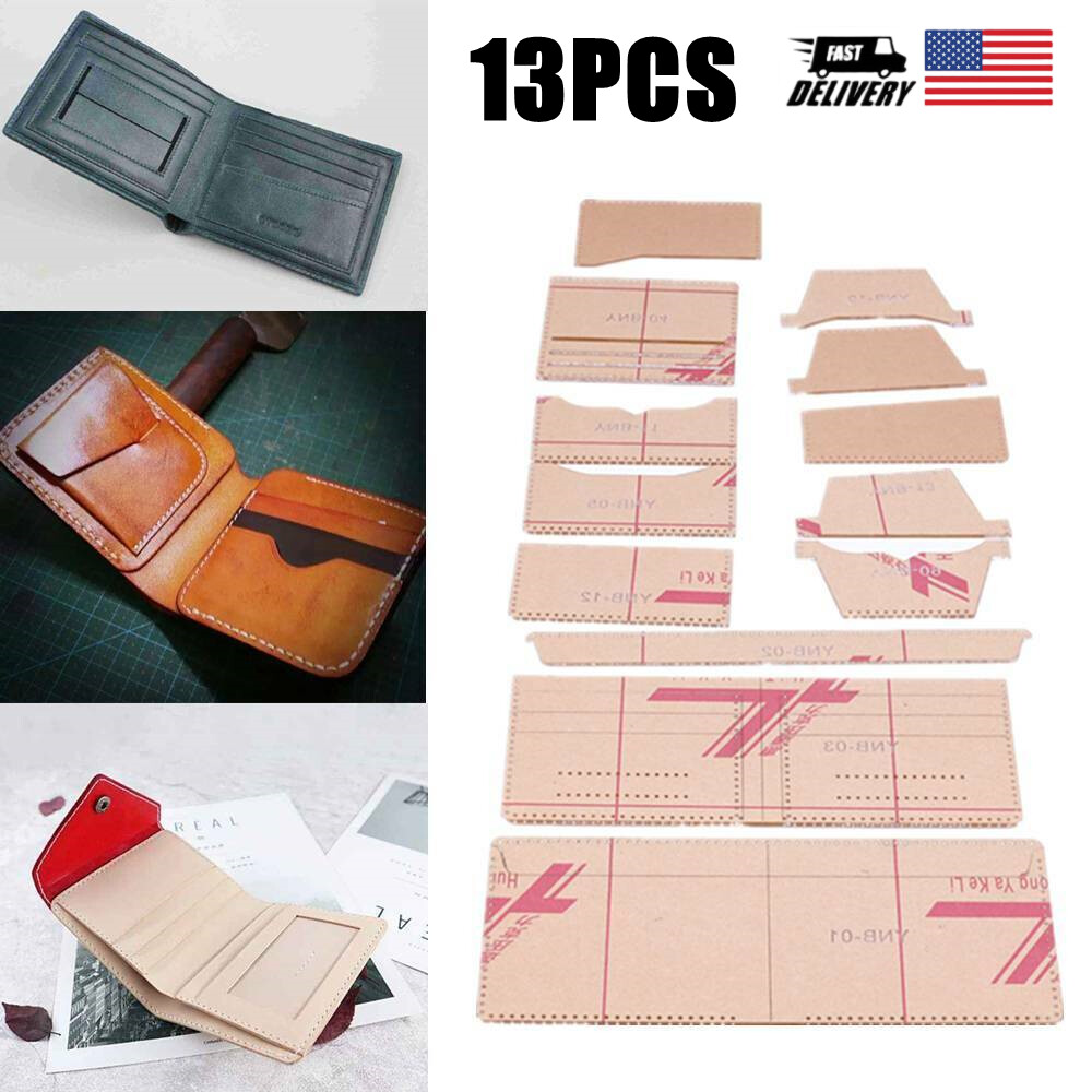 13Pcs Clear Acrylic Wallet Pattern Template Stencil DIY Leather Craft ...