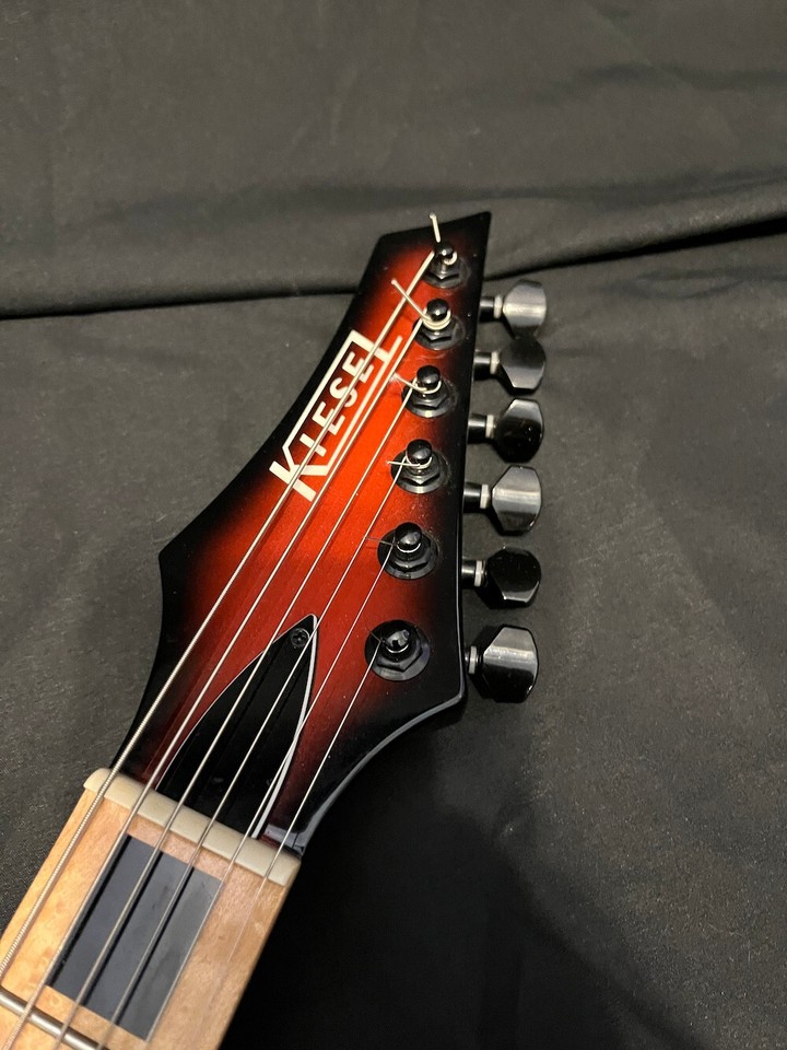 2017 Kiesel DC-600H Racing Orange Black Burst Guitar Reverse Headstock ...