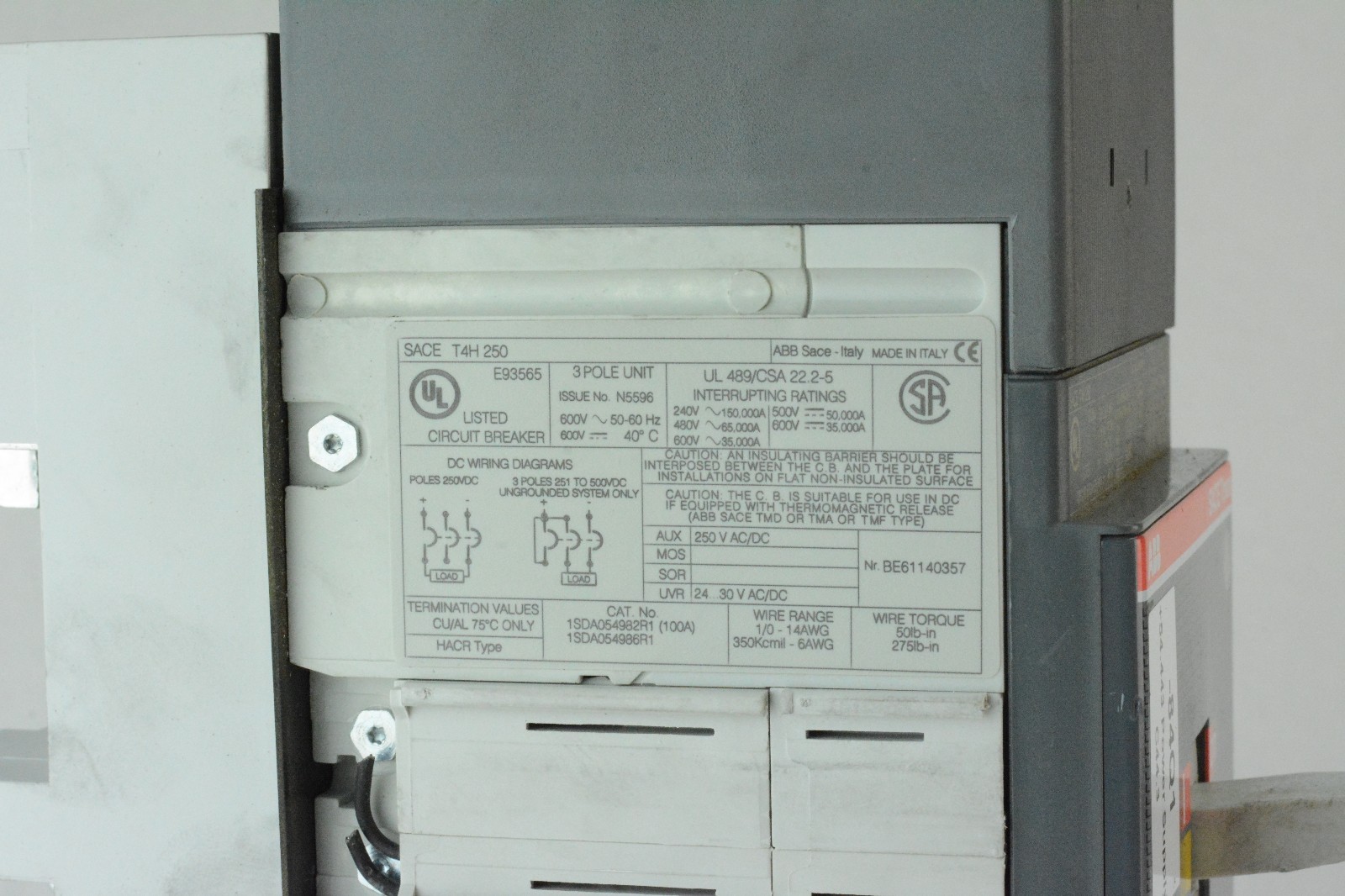 NEW ABB SACE Tmax T4H 250 3-POLE CIRCUIT | Grelly USA