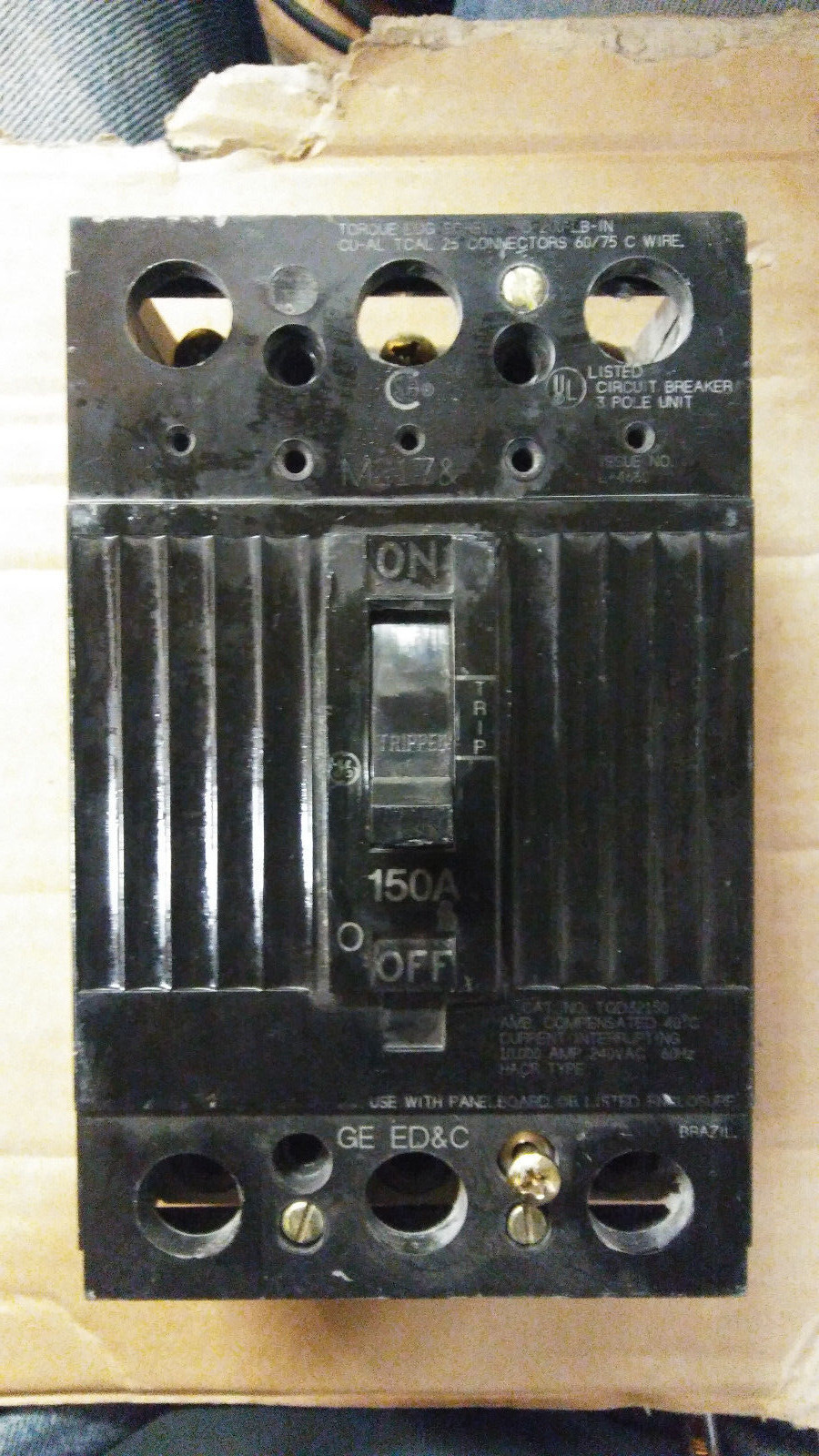 GE TQD Breaker TQD32150 3 pole 150A 240V | eBay
