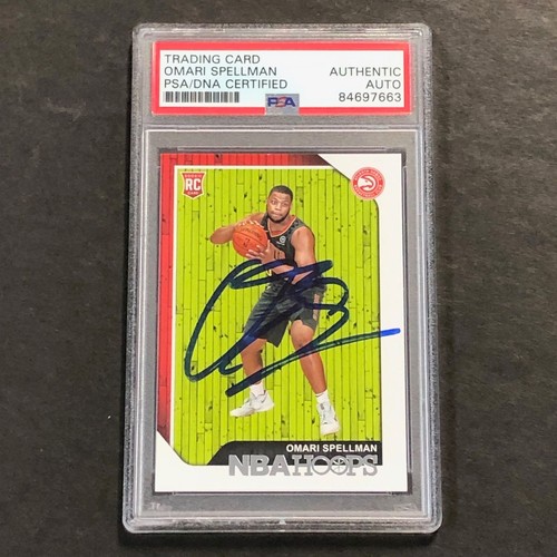 2018-19 NBA Hoops #251 Omari Spellman Signed Card AUTO PSA/DNA Slabbed ...