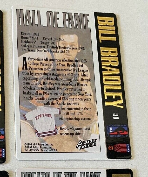 1994 Action Packed Bill Bradley Gold Signature #30 Basketball Card | eBay