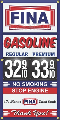 FINA GAS STATION PRICE PER GALLON VINTAGE OLD SIGN REMAKE BANNER SIGN ...