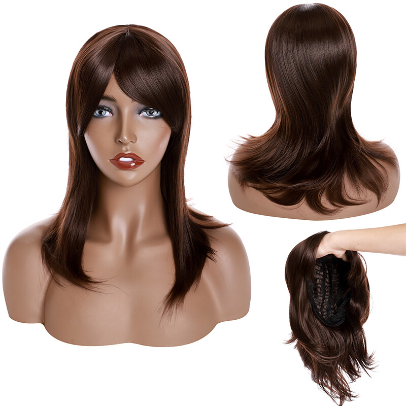 Long Blonde Hair Wigs with Bangs for Women Synthetic Natural Straight ...