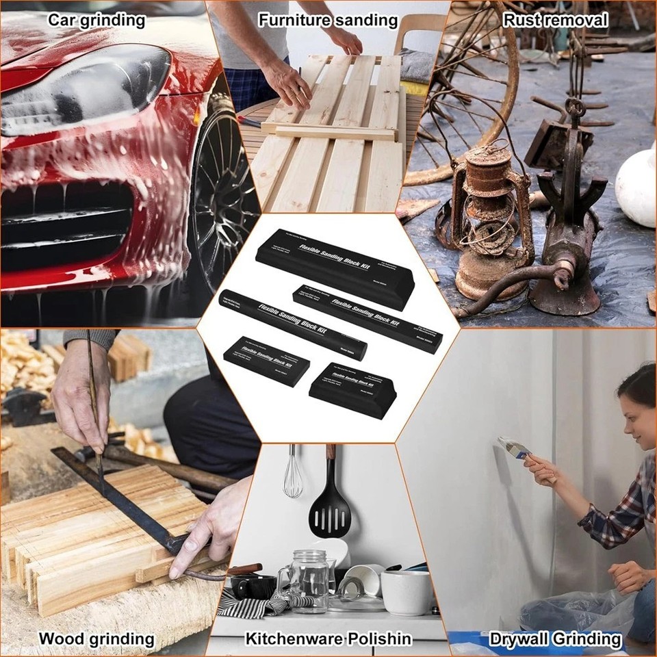 7Pcs Hand Sanding Block Set EVA Foam Wet or Dry for Automotive or ...