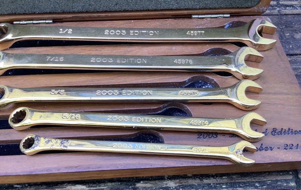 2003 CRAFTSMAN 22K Gold Plated 5pc Wrench Set Collector Limited Edition ...