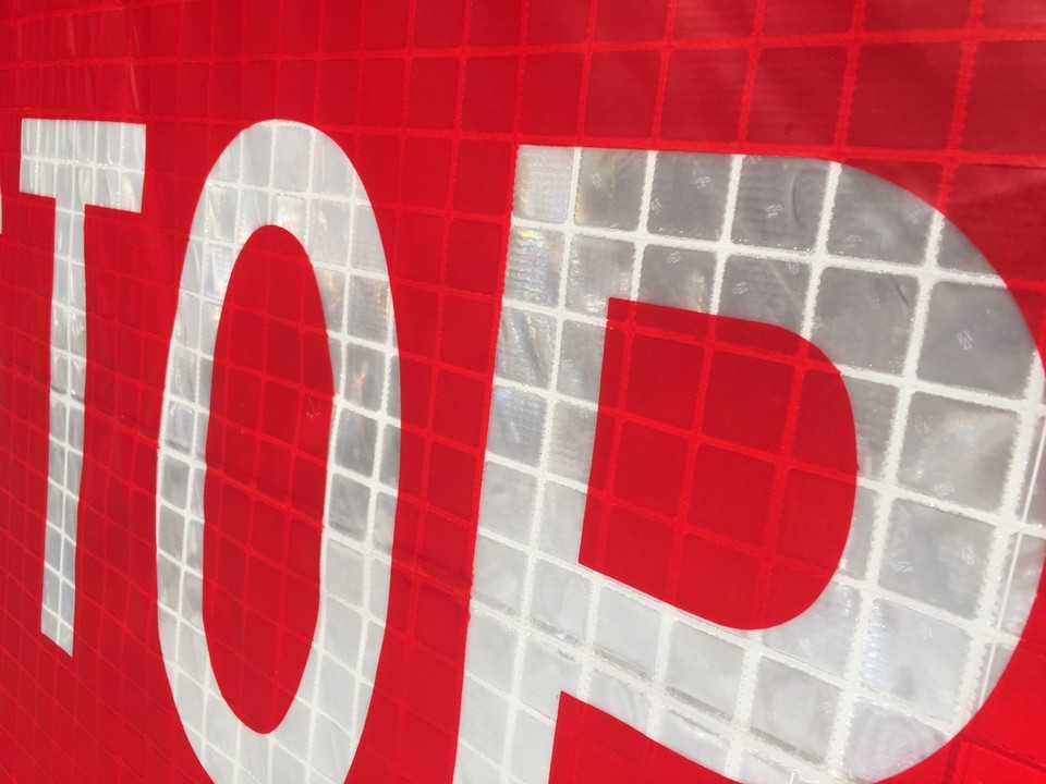 KORMAN 36" Red Vinyl Roll Up Stop Sign - 3M Reflective DOT Rollup ...