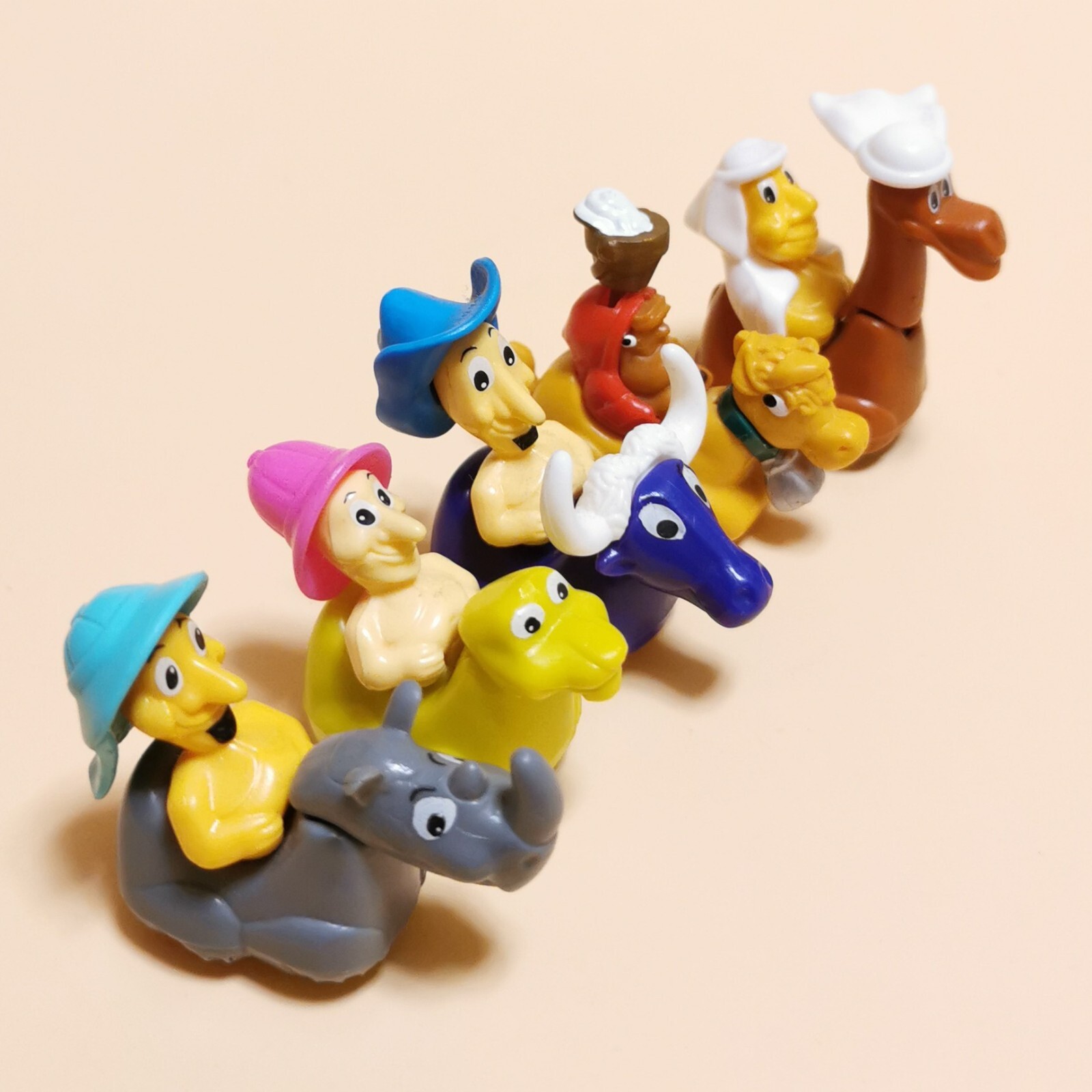 Kinder Surprise Toy Lot of 5 MAN RIDING RHINO CAMEL ANIMALS 1.5" Mini ...