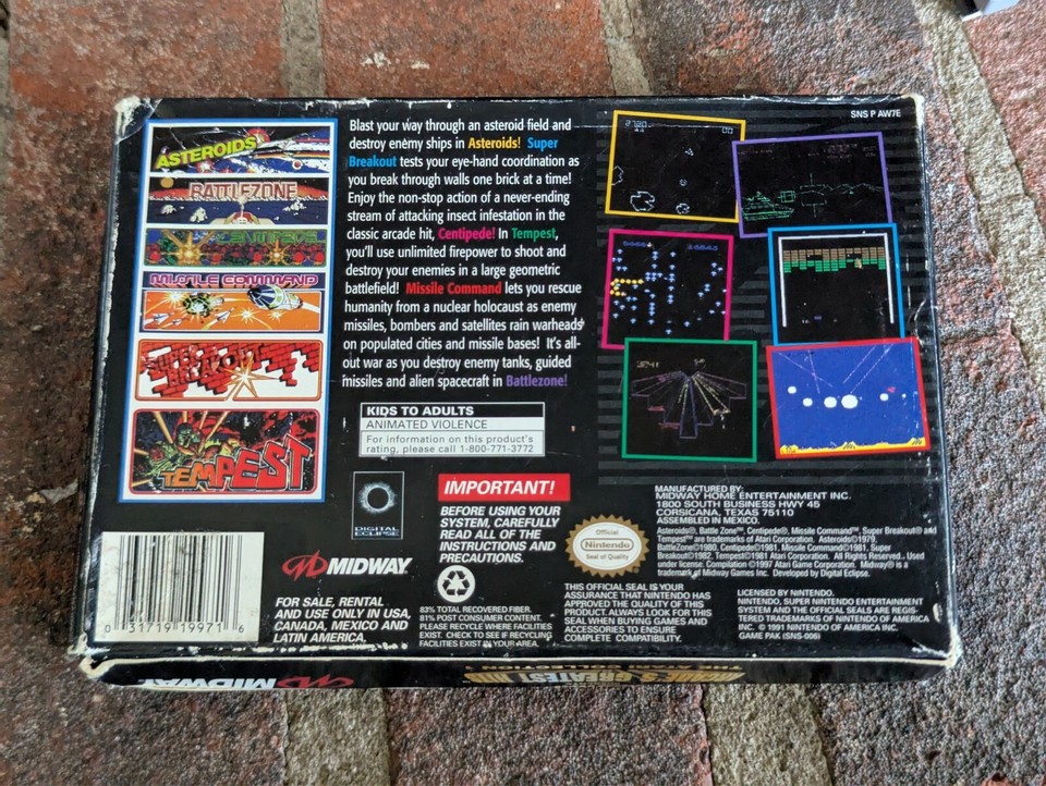 Midway Arcade's Greatest Atari Collection 1 Super Nintendo SNES ...