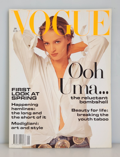 Vintage British Vogue UK Magazine January 1994 Ooh Uma Thurman Cover ...