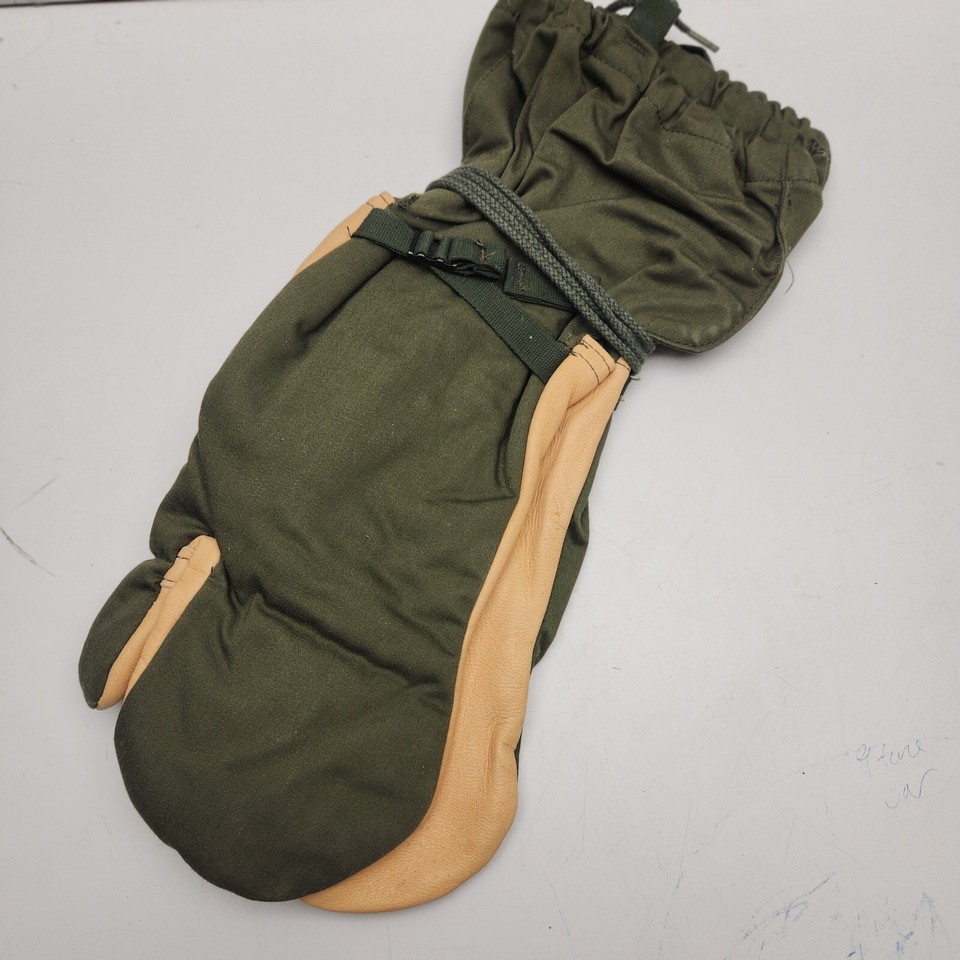 US Army Trigger Finger Leather & Nylon Green Color Mitten Large Size | eBay
