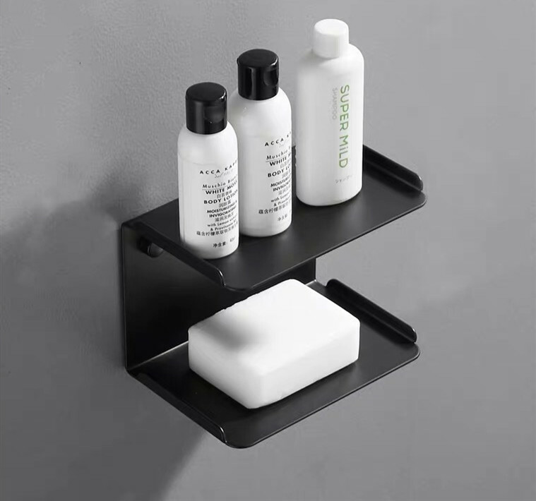 Double Layer Soap Dish Black Stainless Steel Soap Case Holder Container ...