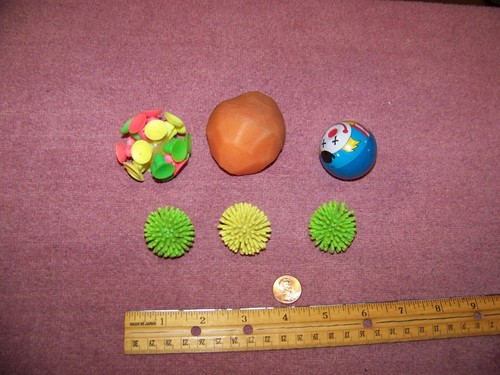 Mixed Lot Toy Balls (6) As Pictured Clown / Crazy Bounce / Koosh-Like ...